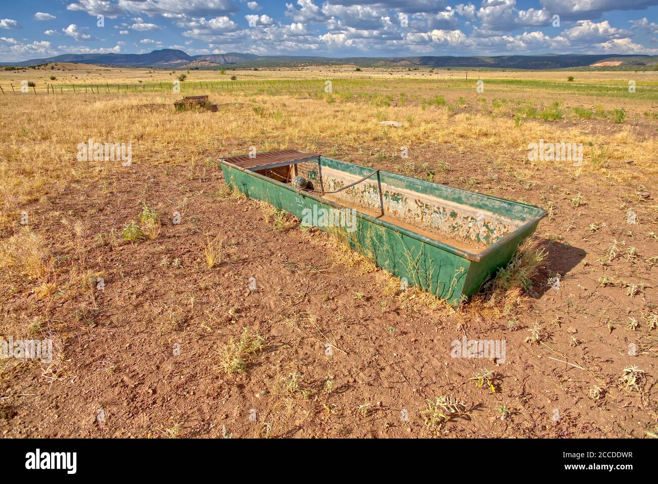 A pair of cattle watering troughs at the King Springs Tank along Fire ...