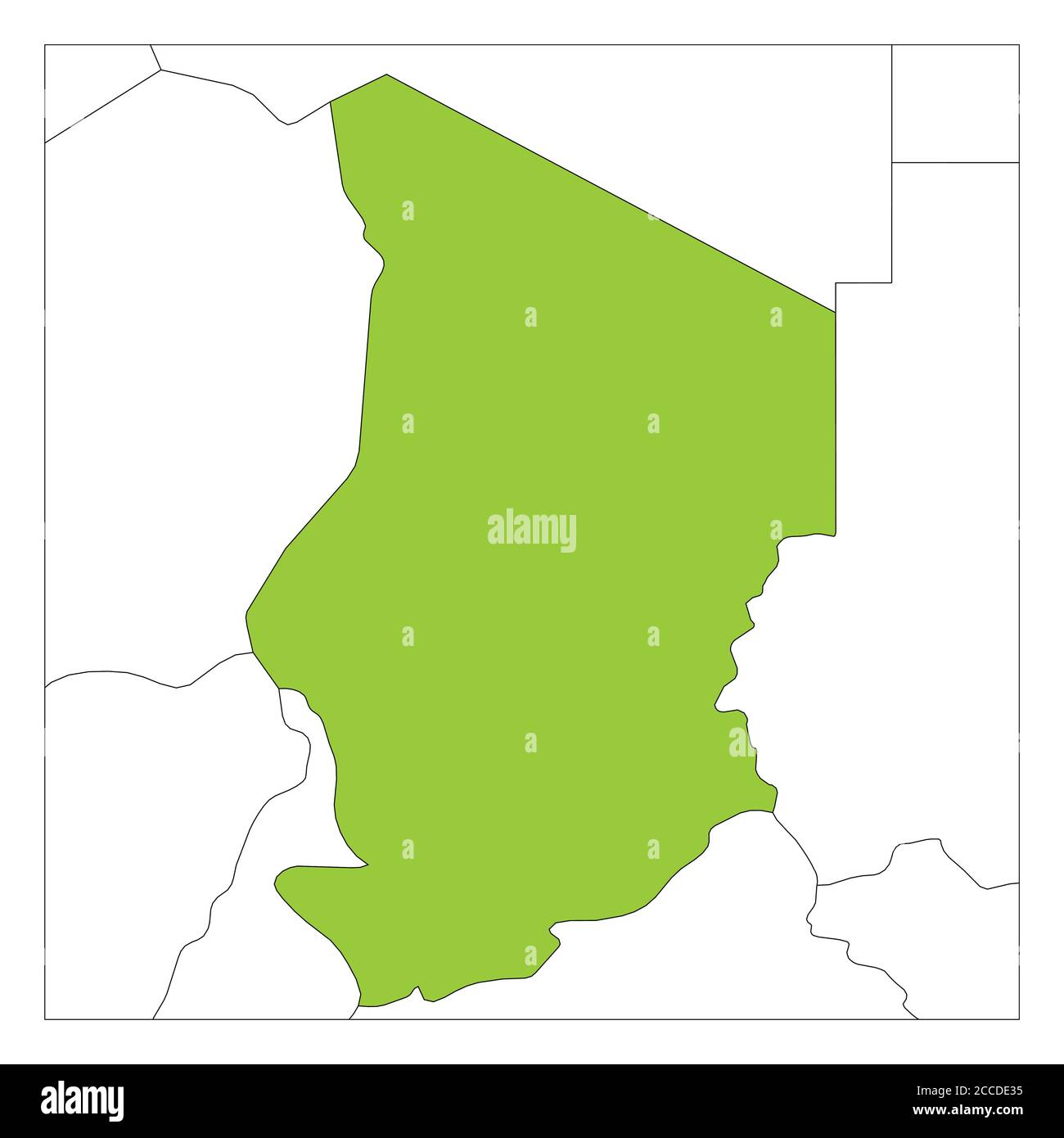 Map of Chad green highlighted with neighbor countries Stock Vector ...