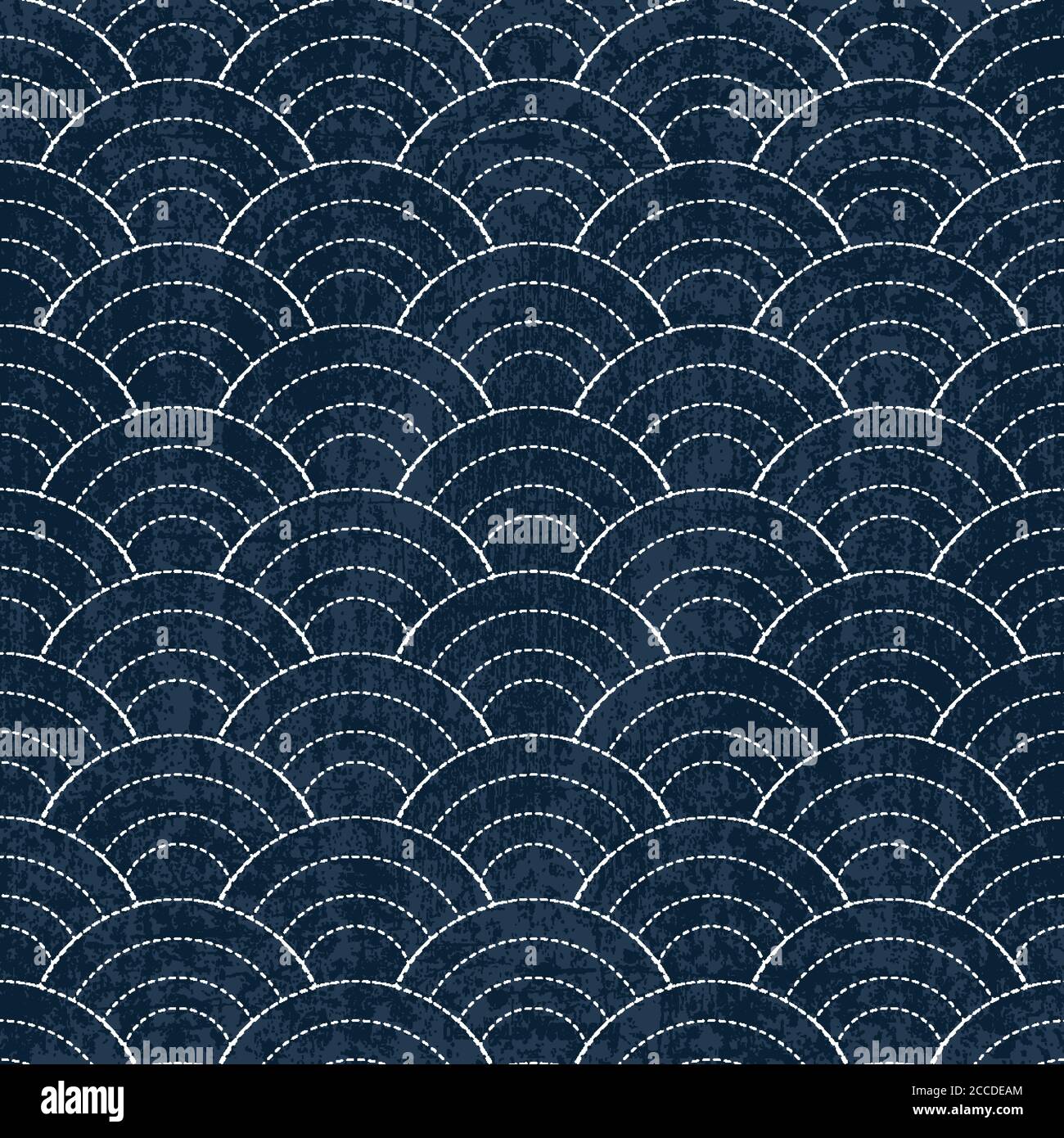 Sashiko seamless indigo dye pattern with traditional white Japanese ...