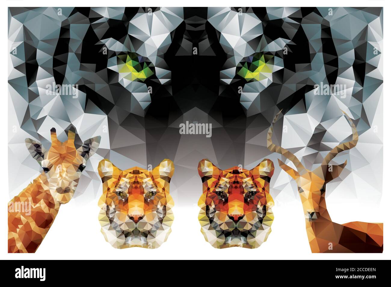 Collection of geometric polygon animals, tiger, giraffe, antelope ... Collection of geometric polygon animals, tiger, giraffe, antelope ...