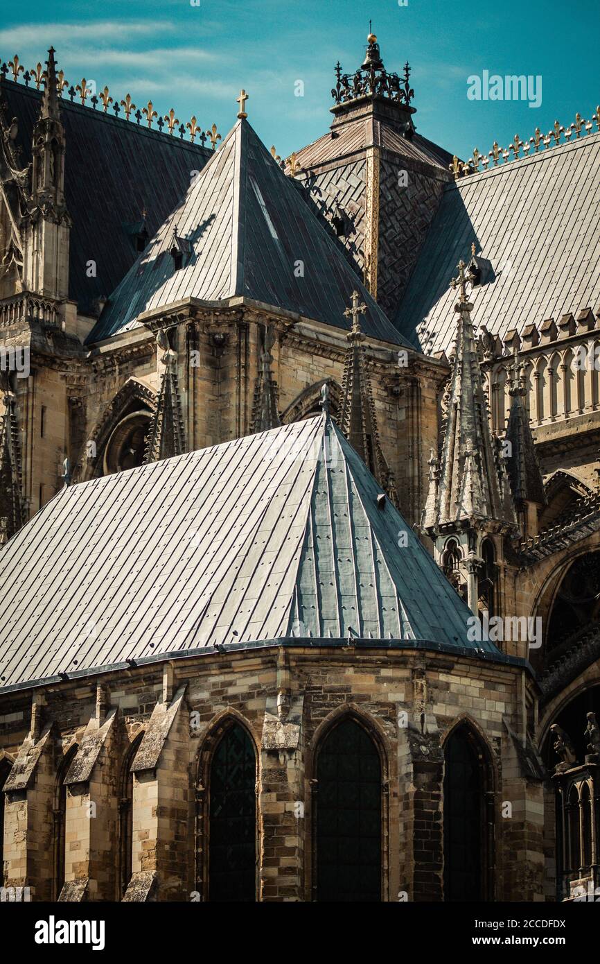 Reims France August 20, 2020 View of the exterior facade of the Roman ...