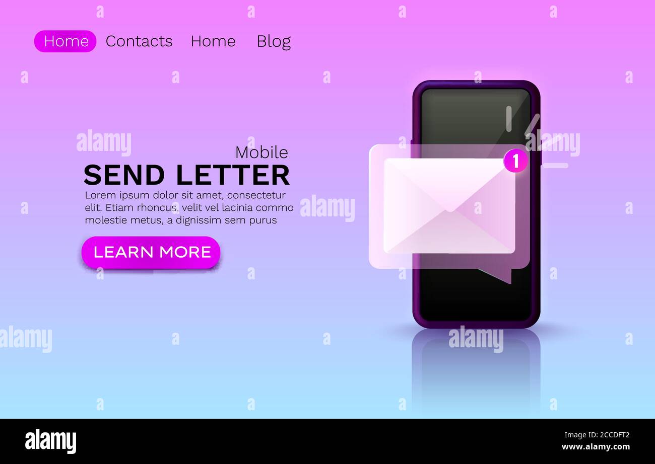 Mobile email message, chat internet, web site banner design. Vector ...