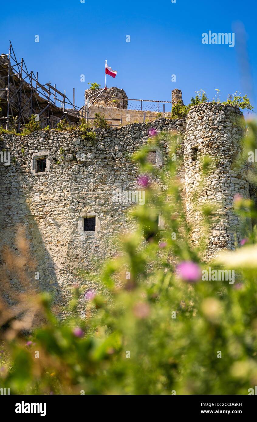 14th century ruins of Mirow Castle in Poland. Medieval, monumental ...