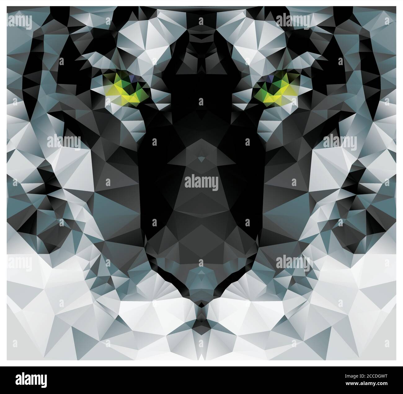 Geometric polygon white tiger head, triangle pattern design, vector ...