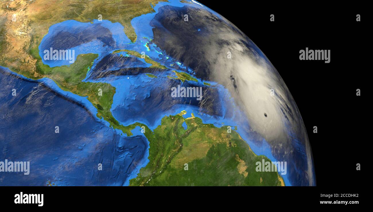 Hurricane shown from Space. Elements of this 3d image furnished by NASA ...