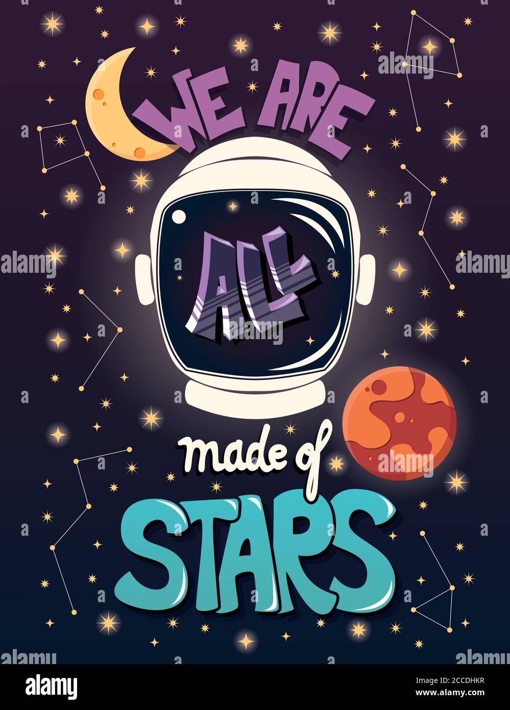 We are all made of stars, typography modern poster design with ...