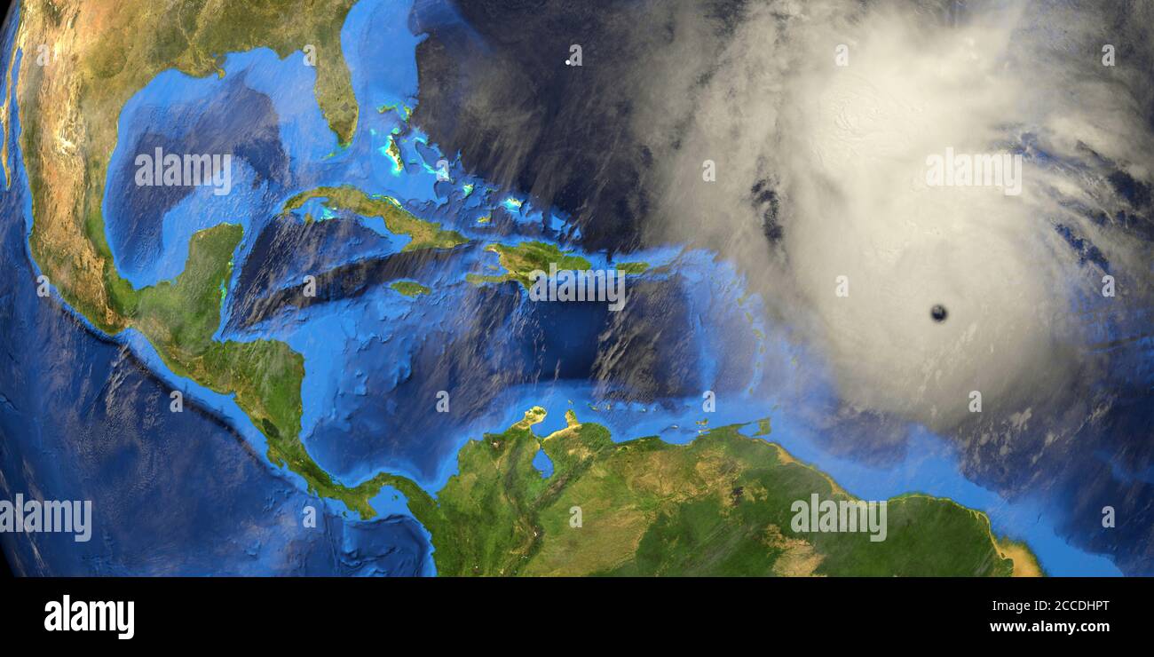 Hurricane shown from Space. Elements of this 3d image furnished by NASA ...