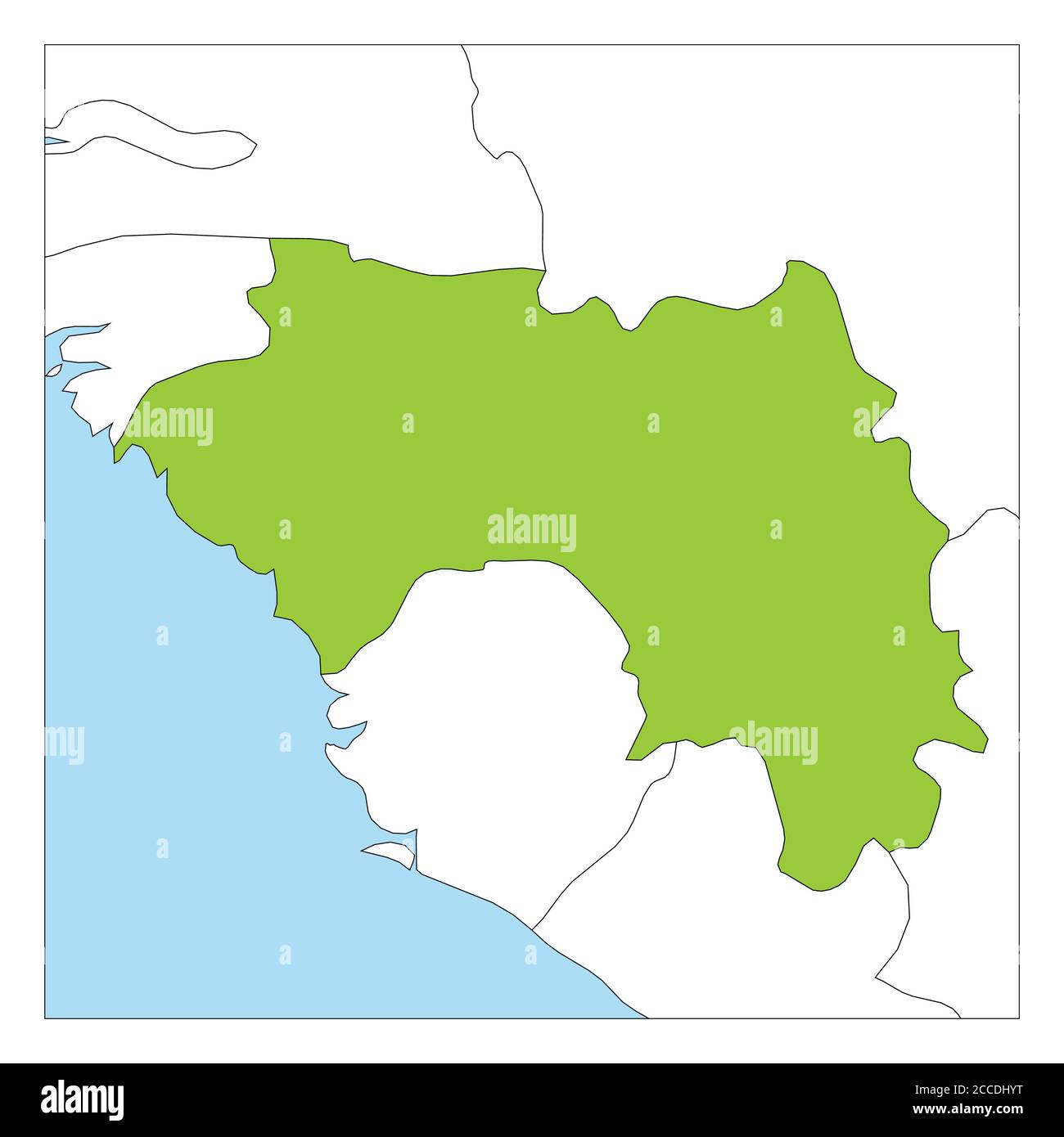 Map of Guinea green highlighted with neighbor countries Stock Vector ...