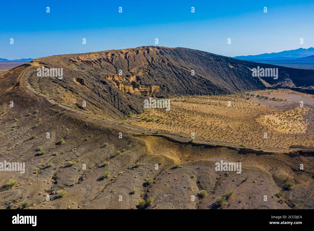 Aerial view of the maar-type volcanic crater, cater Cerro Colorado in ...