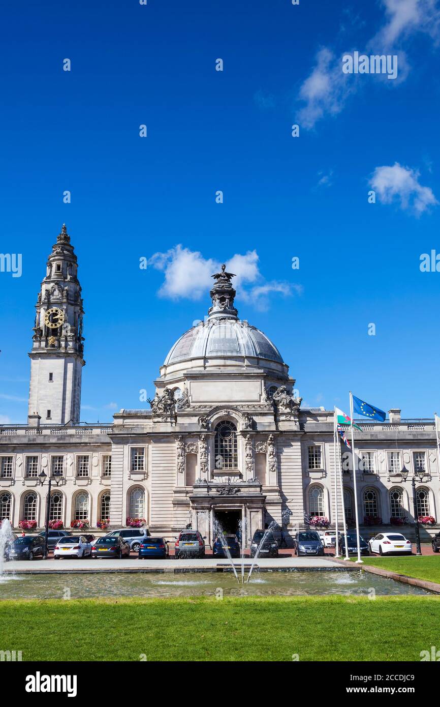 Cardiff, Wales, UK, August 31, 2016 : City Hall which is a civic ...