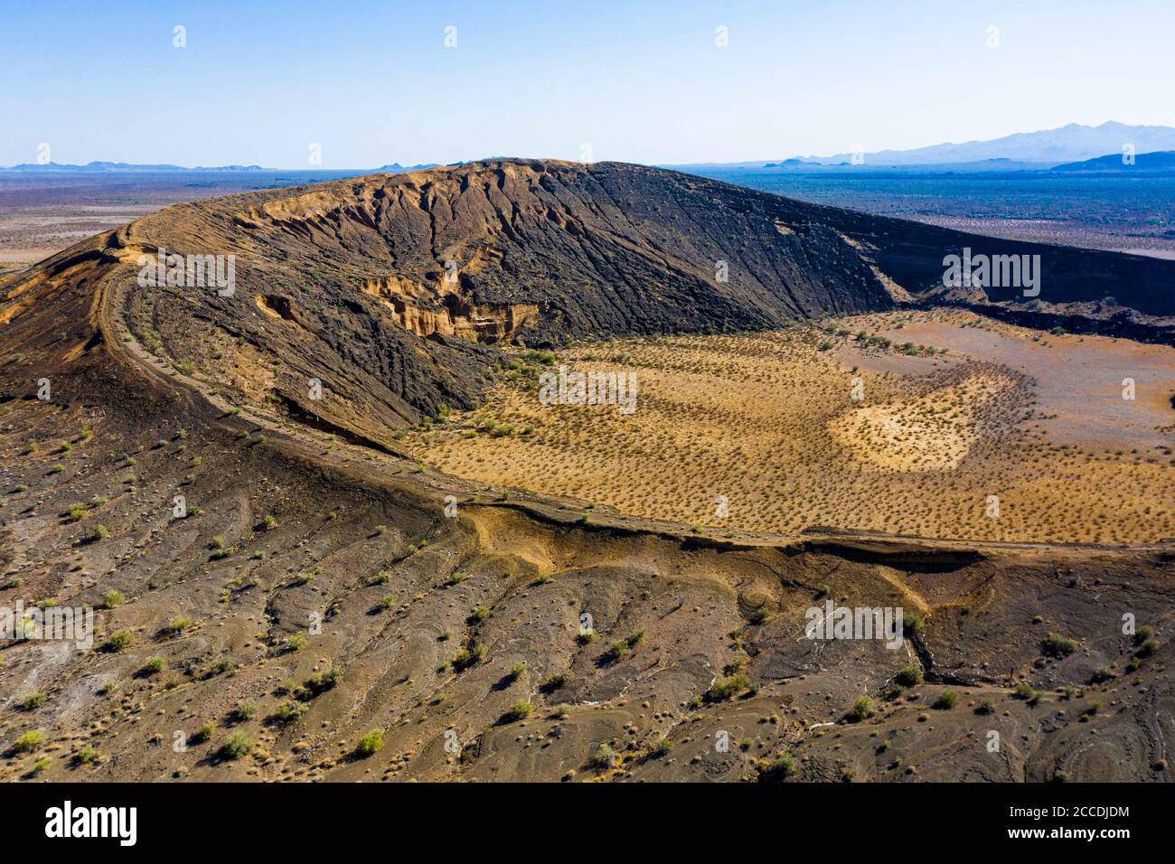 Aerial view of the maar-type volcanic crater, cater Cerro Colorado in ...