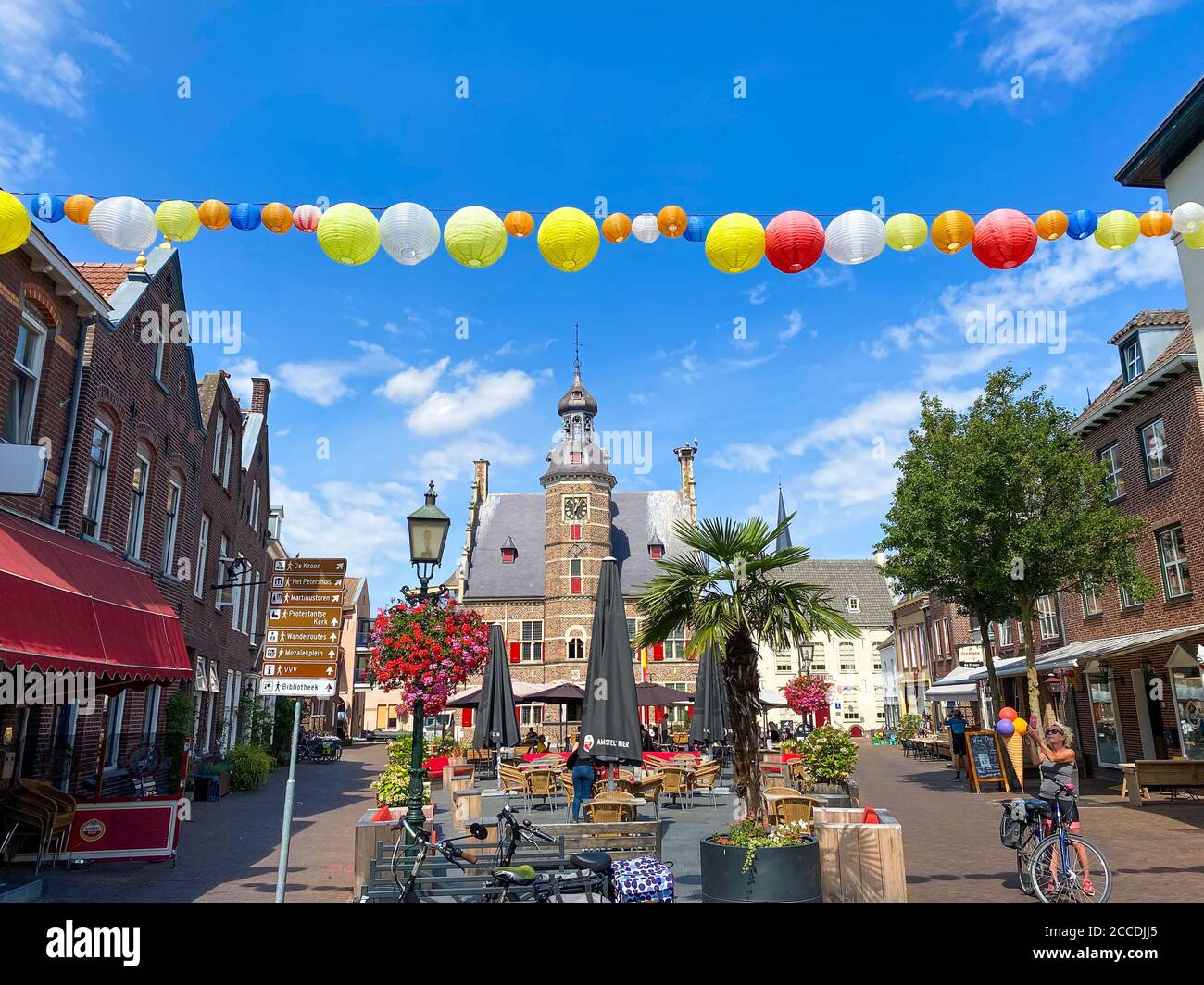 Gennep, Netherlands - August 19. 2020: View over square on former dutch ...