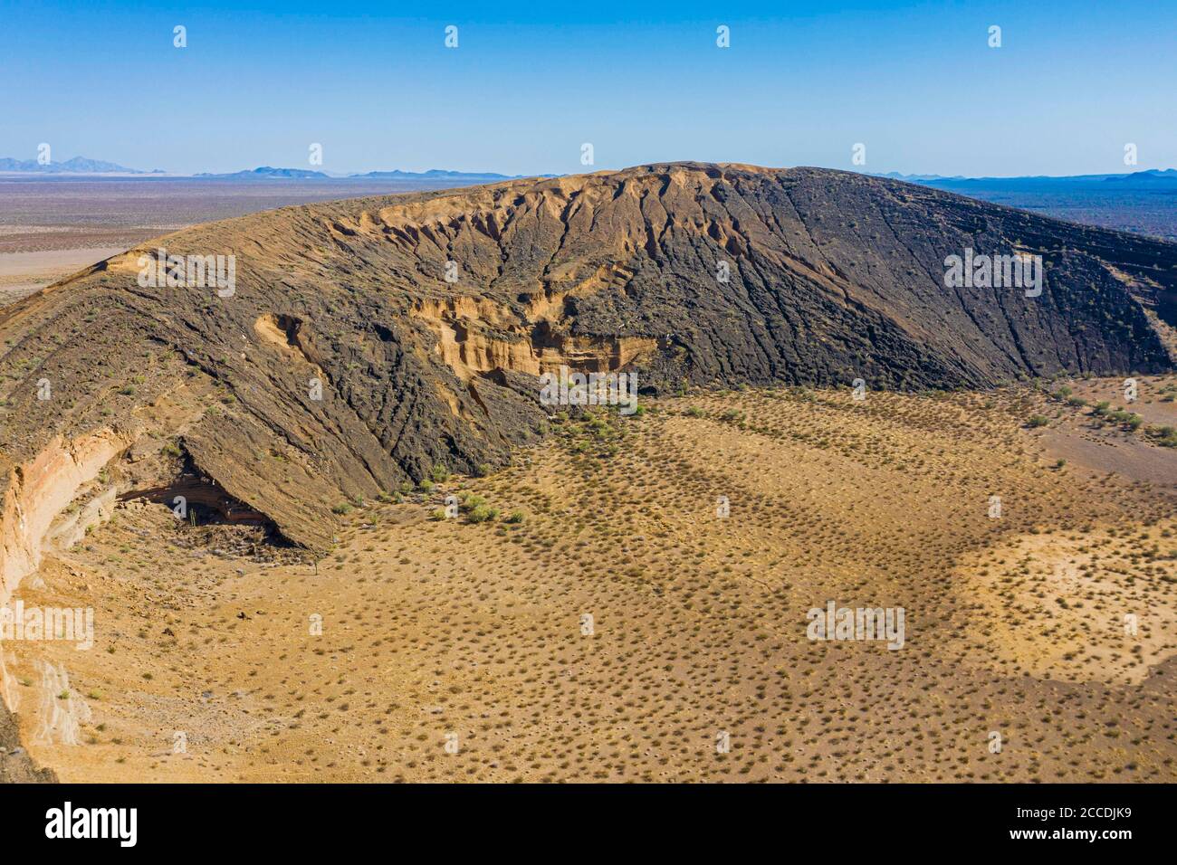 Aerial view of the maar-type volcanic crater, cater Cerro Colorado in ...