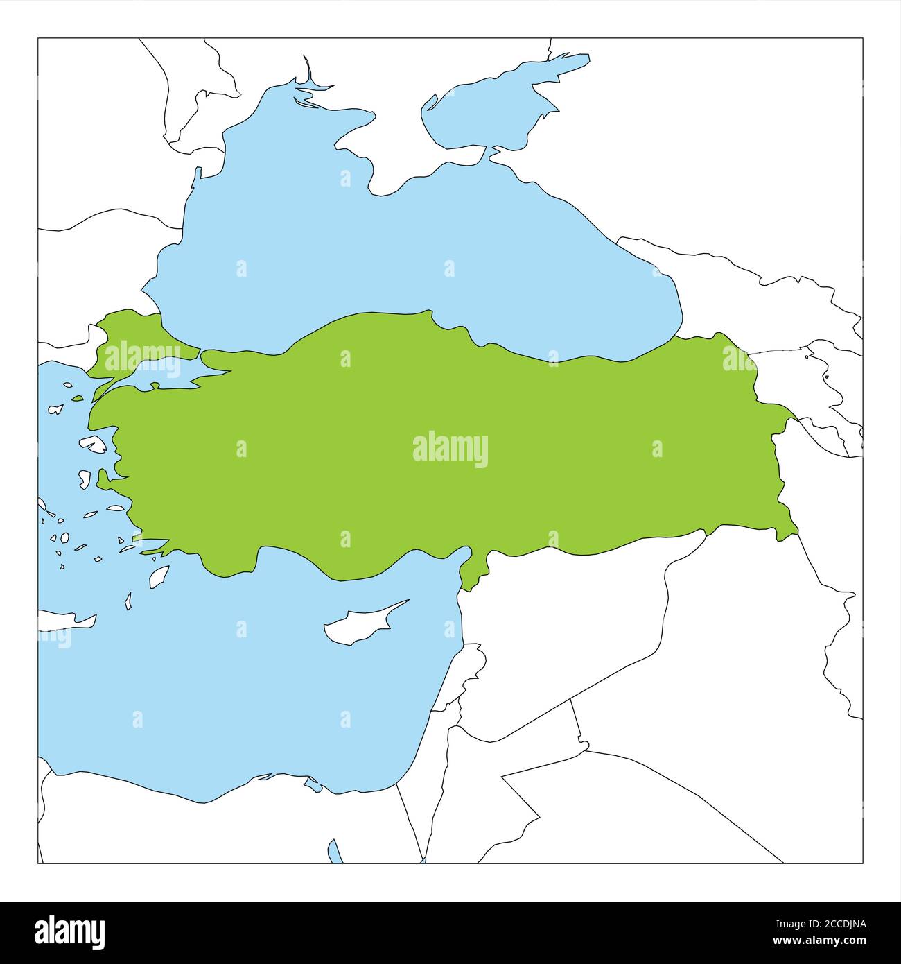 Map of Turkey green highlighted with neighbor countries Stock Vector ...