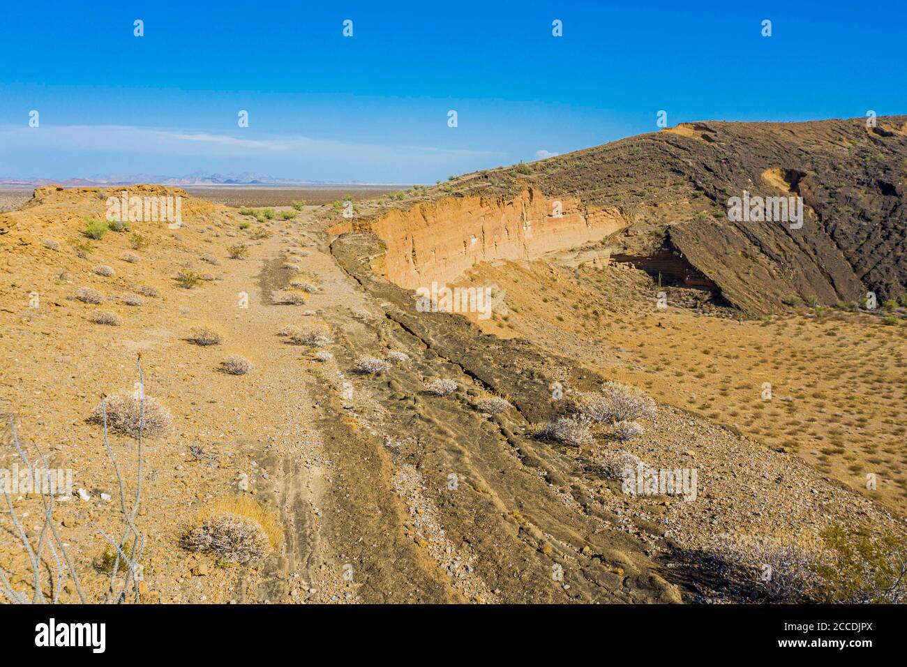 Aerial view of the maar-type volcanic crater, cater Cerro Colorado in ...