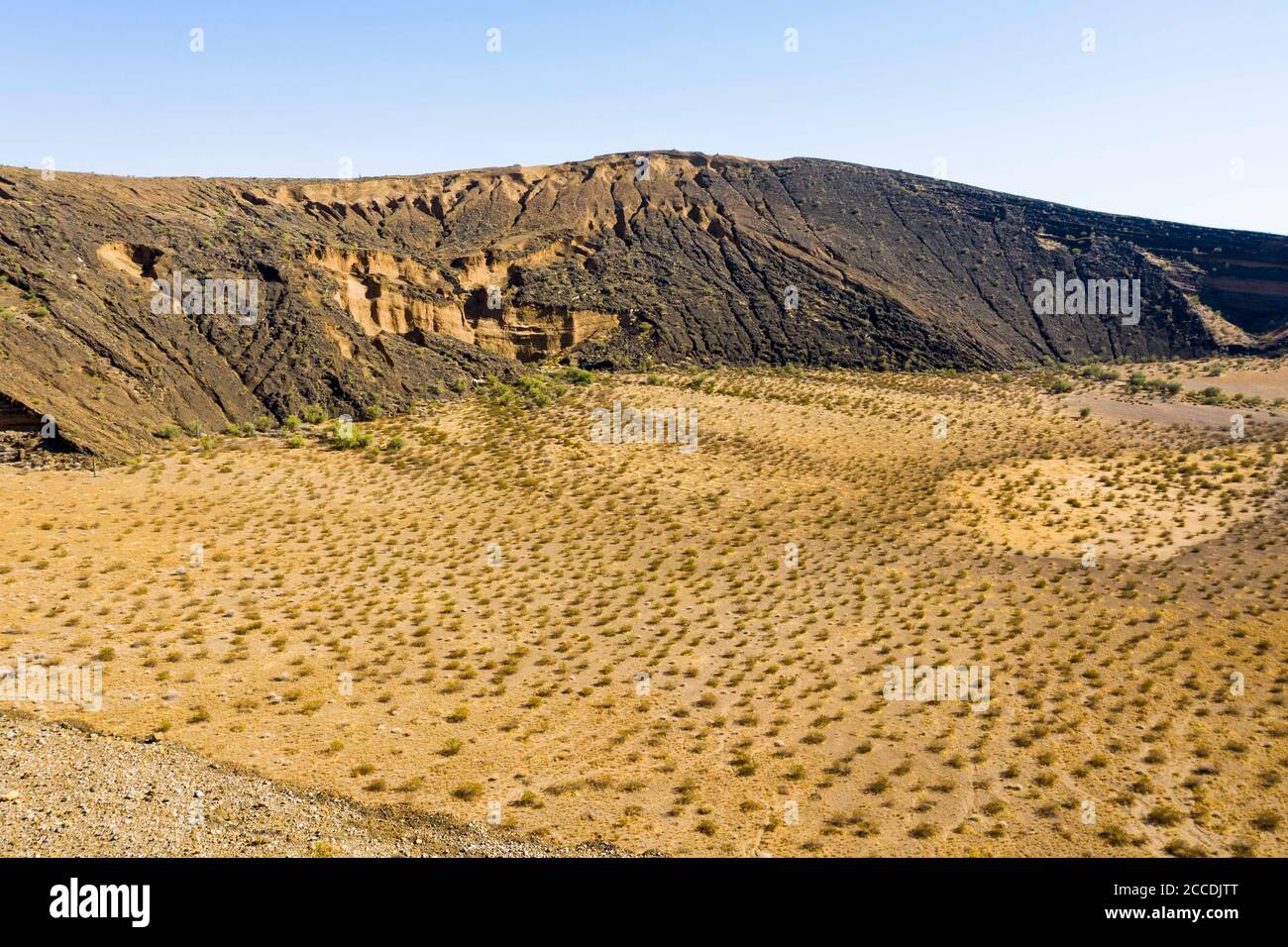 Aerial view of the maar-type volcanic crater, cater Cerro Colorado in ...