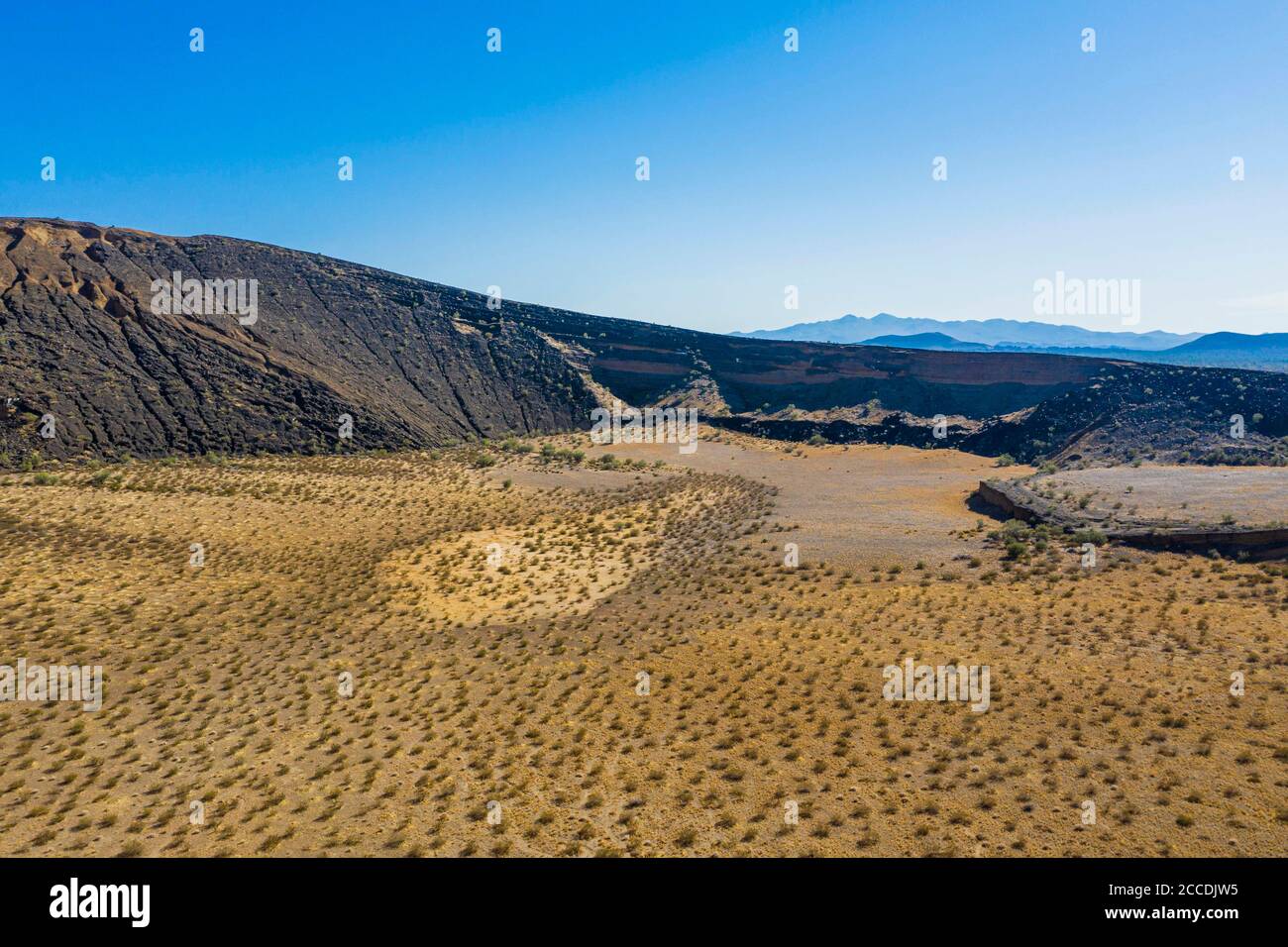 Aerial view of the maar-type volcanic crater, cater Cerro Colorado in ...