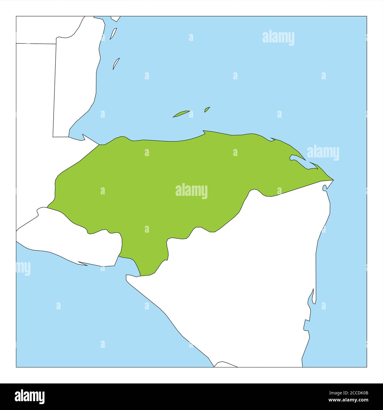 Map of Honduras green highlighted with neighbor countries Stock Vector ...