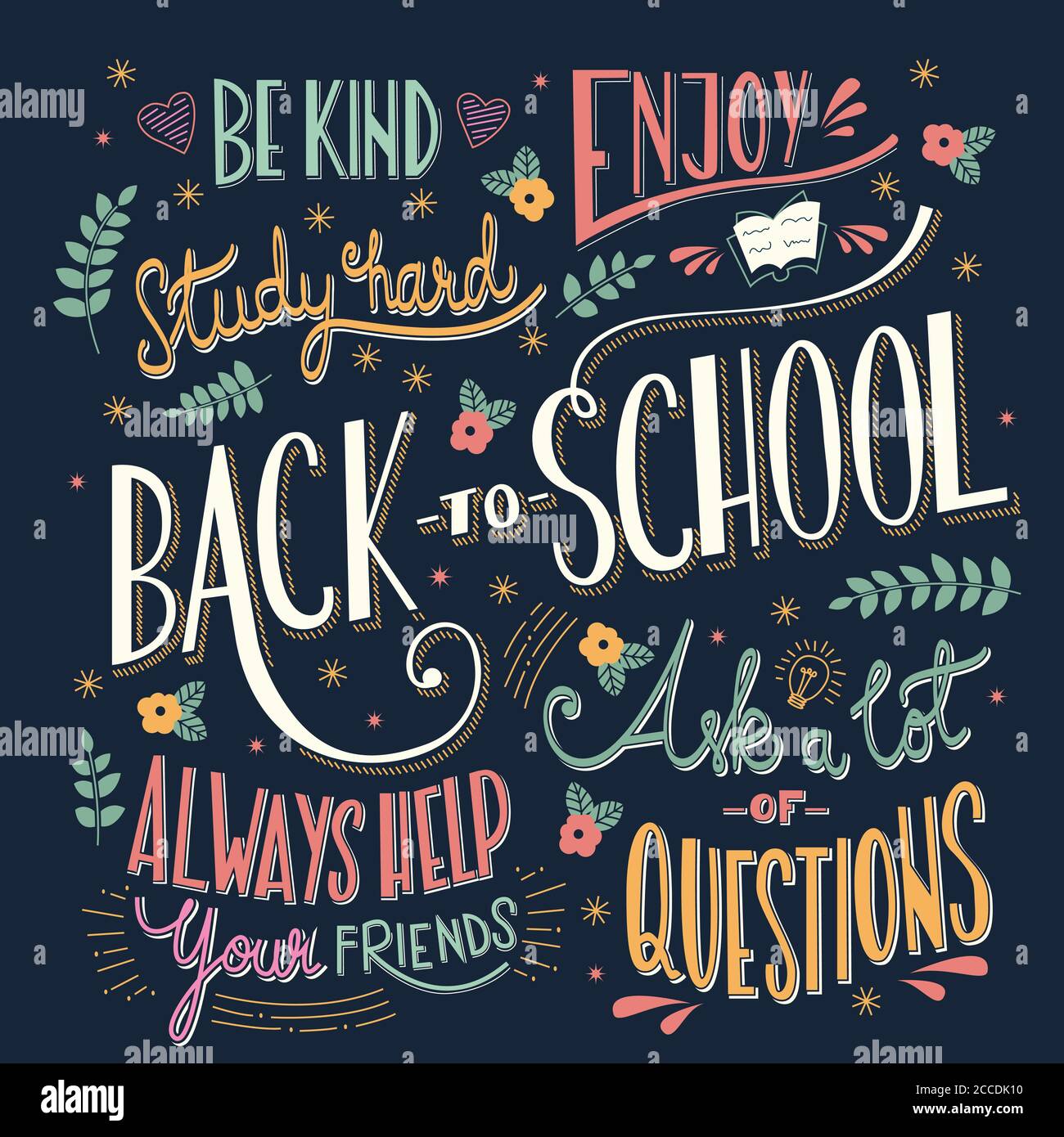 Back to school colorful typography drawing on blackboard with ...