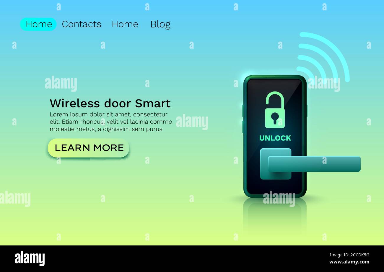 Wireless door smart protection, device application key, Web site ...