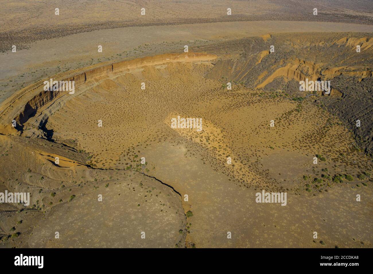 Aerial view of the maar-type volcanic crater, cater Cerro Colorado in ...