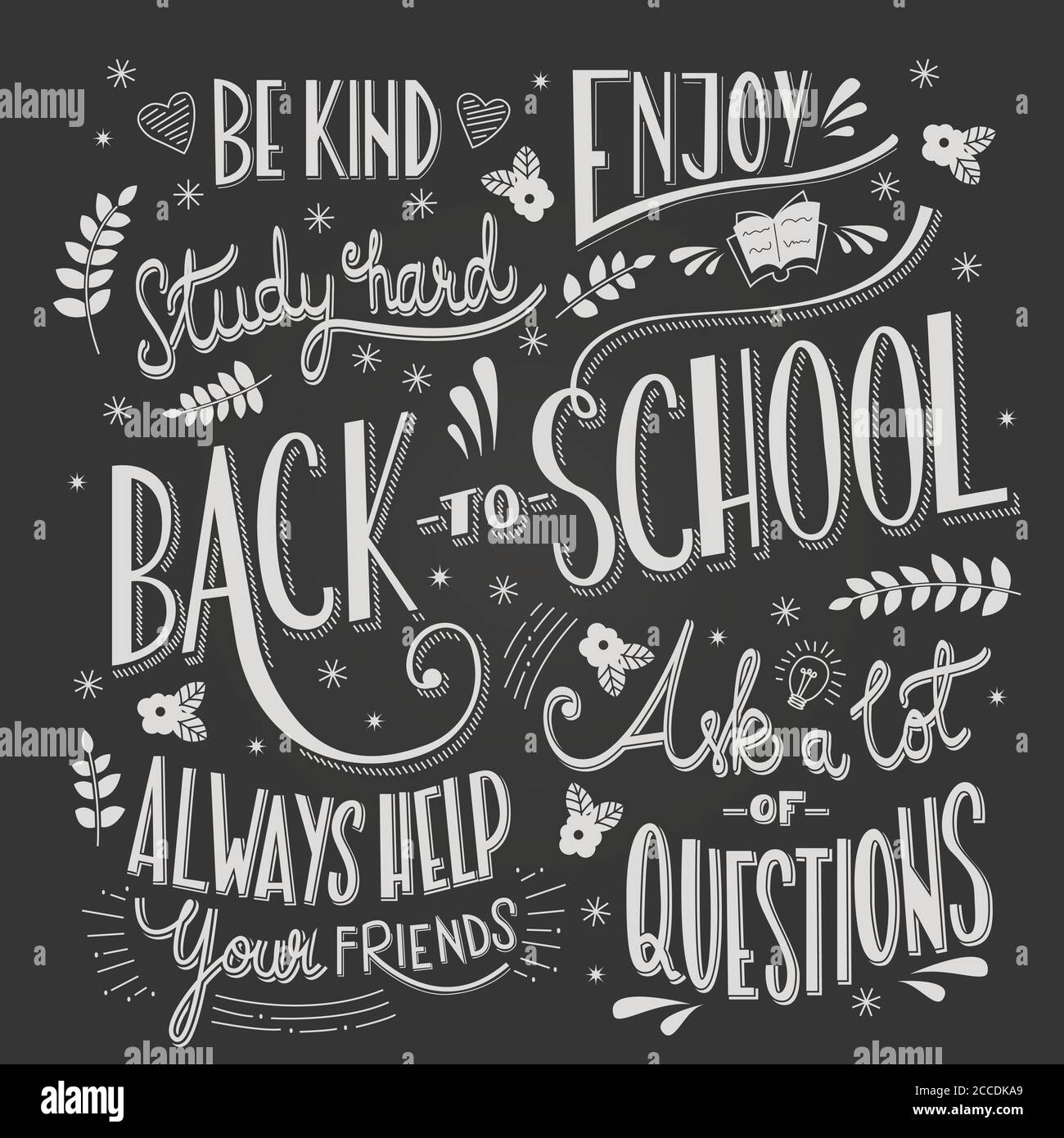 Back to school typography drawing on blackboard with motivational ...