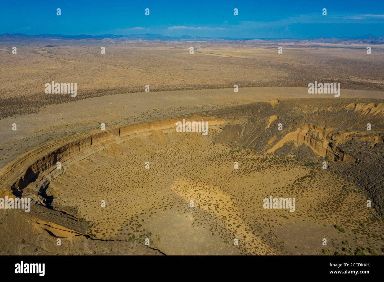 Aerial view of the maar-type volcanic crater, cater Cerro Colorado in ...