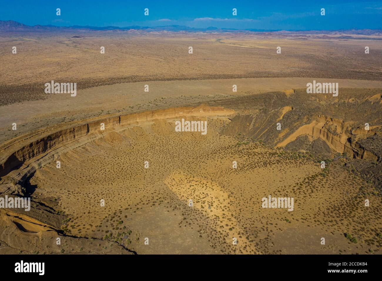 Aerial view of the maar-type volcanic crater, cater Cerro Colorado in ...