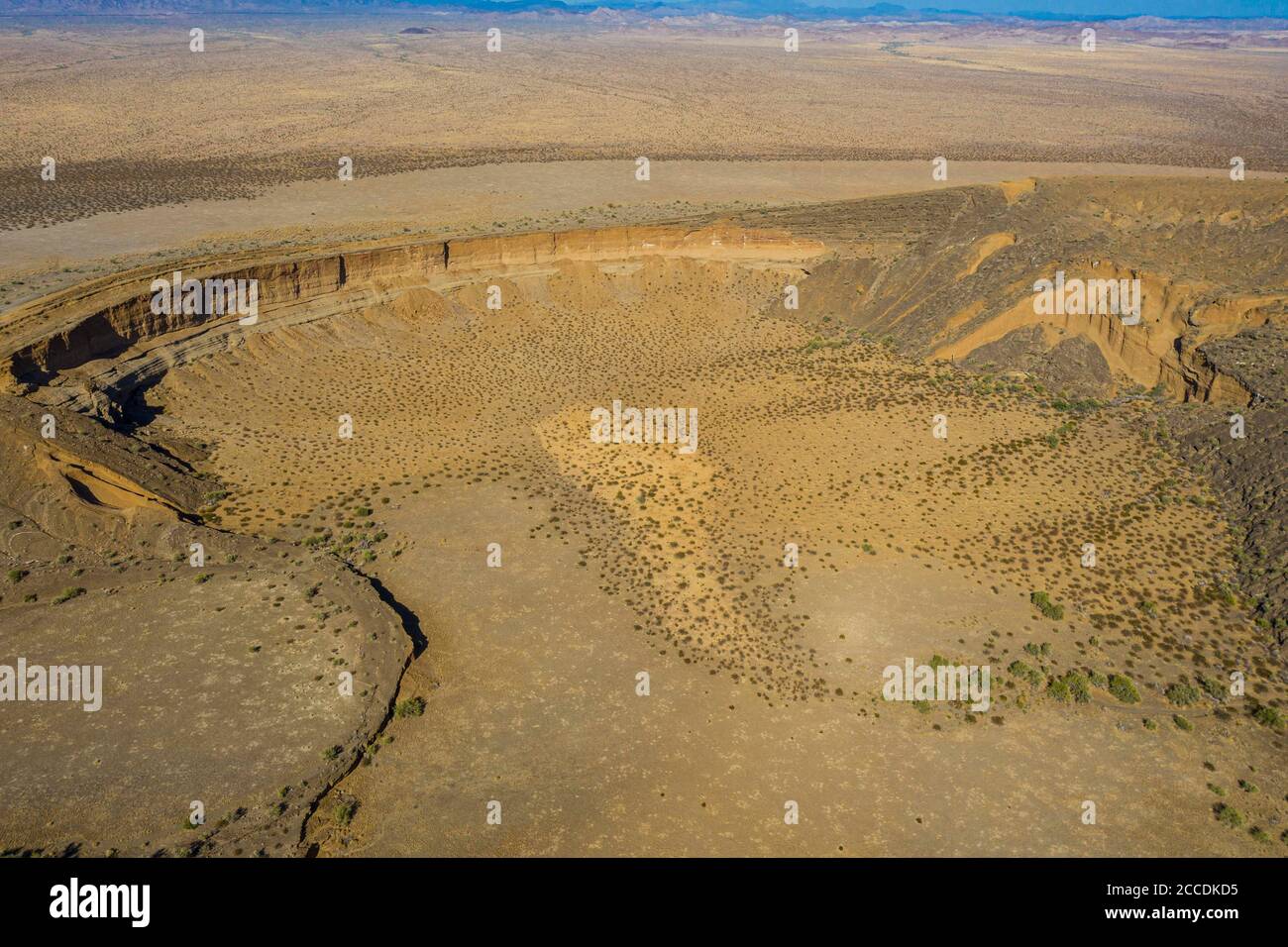 Aerial view of the maar-type volcanic crater, cater Cerro Colorado in ...