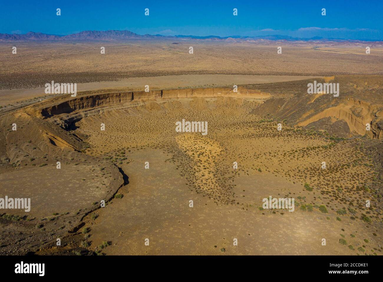Aerial view of the maar-type volcanic crater, cater Cerro Colorado in ...