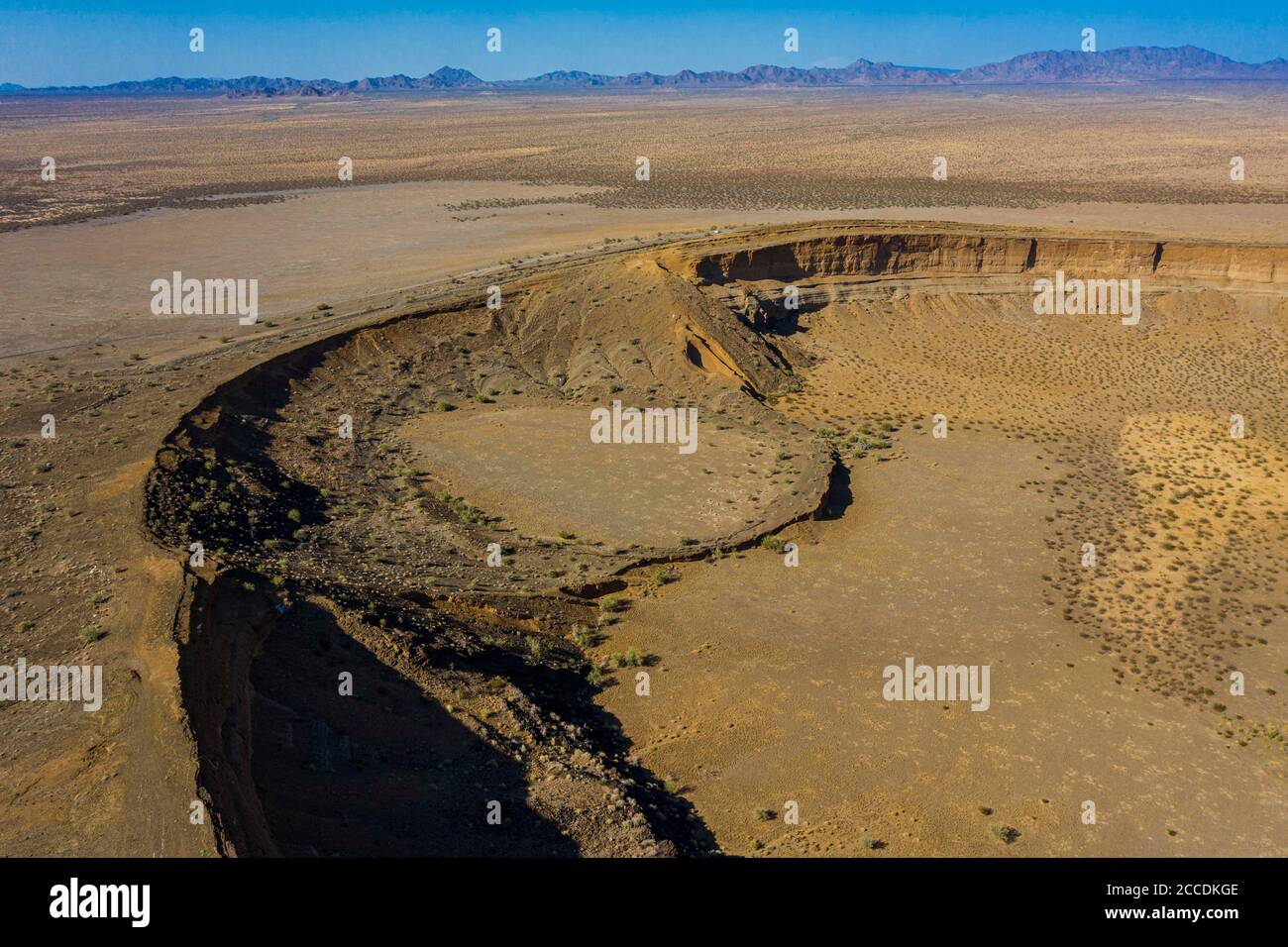 Aerial view of the maar-type volcanic crater, cater Cerro Colorado in ...