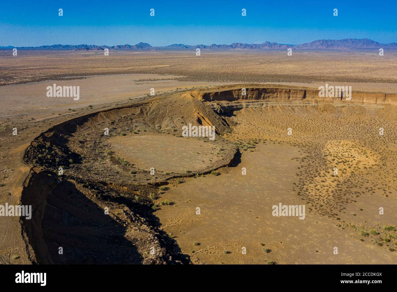Aerial view of the maar-type volcanic crater, cater Cerro Colorado in ...