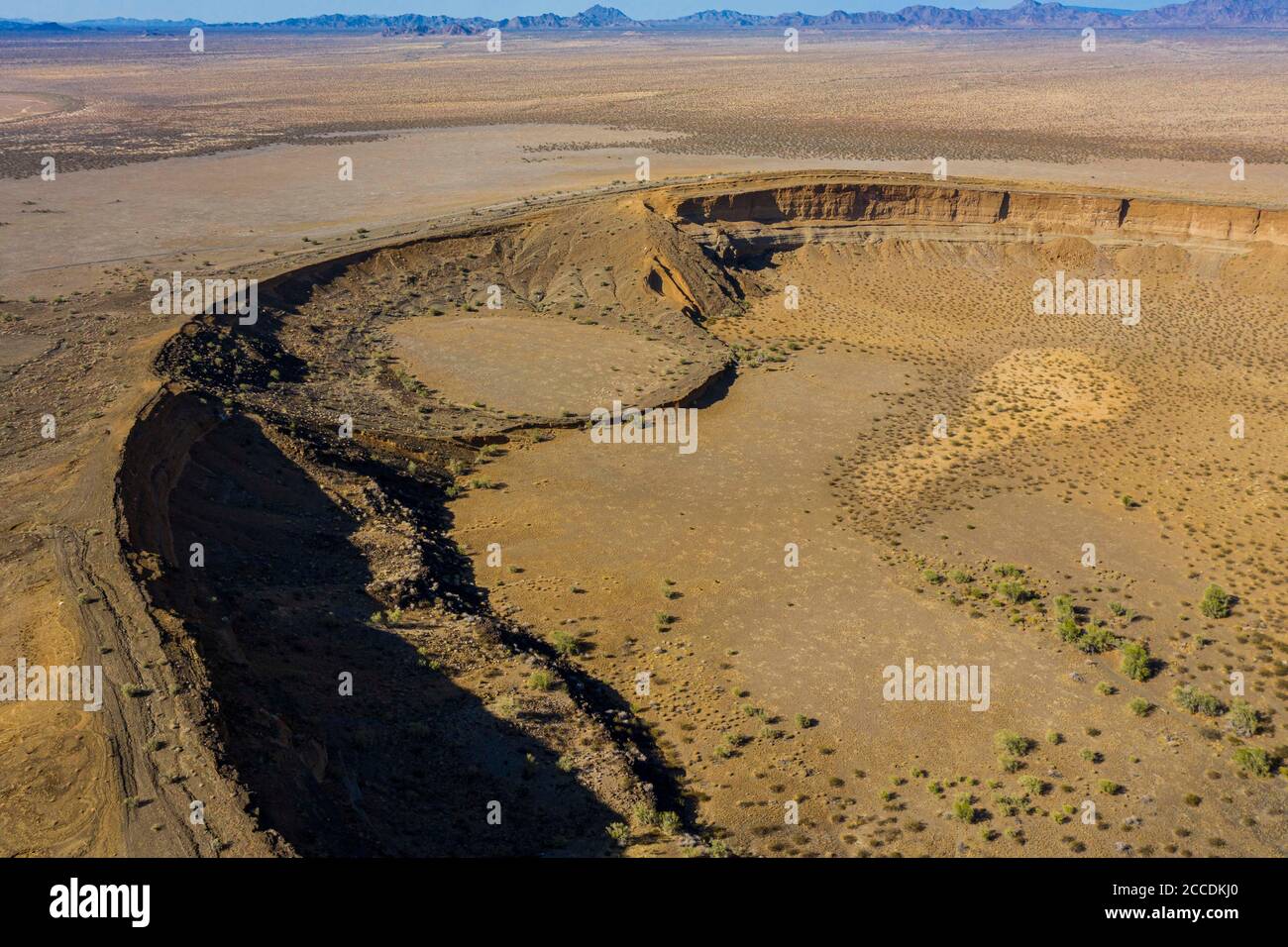 Aerial view of the maar-type volcanic crater, cater Cerro Colorado in ...