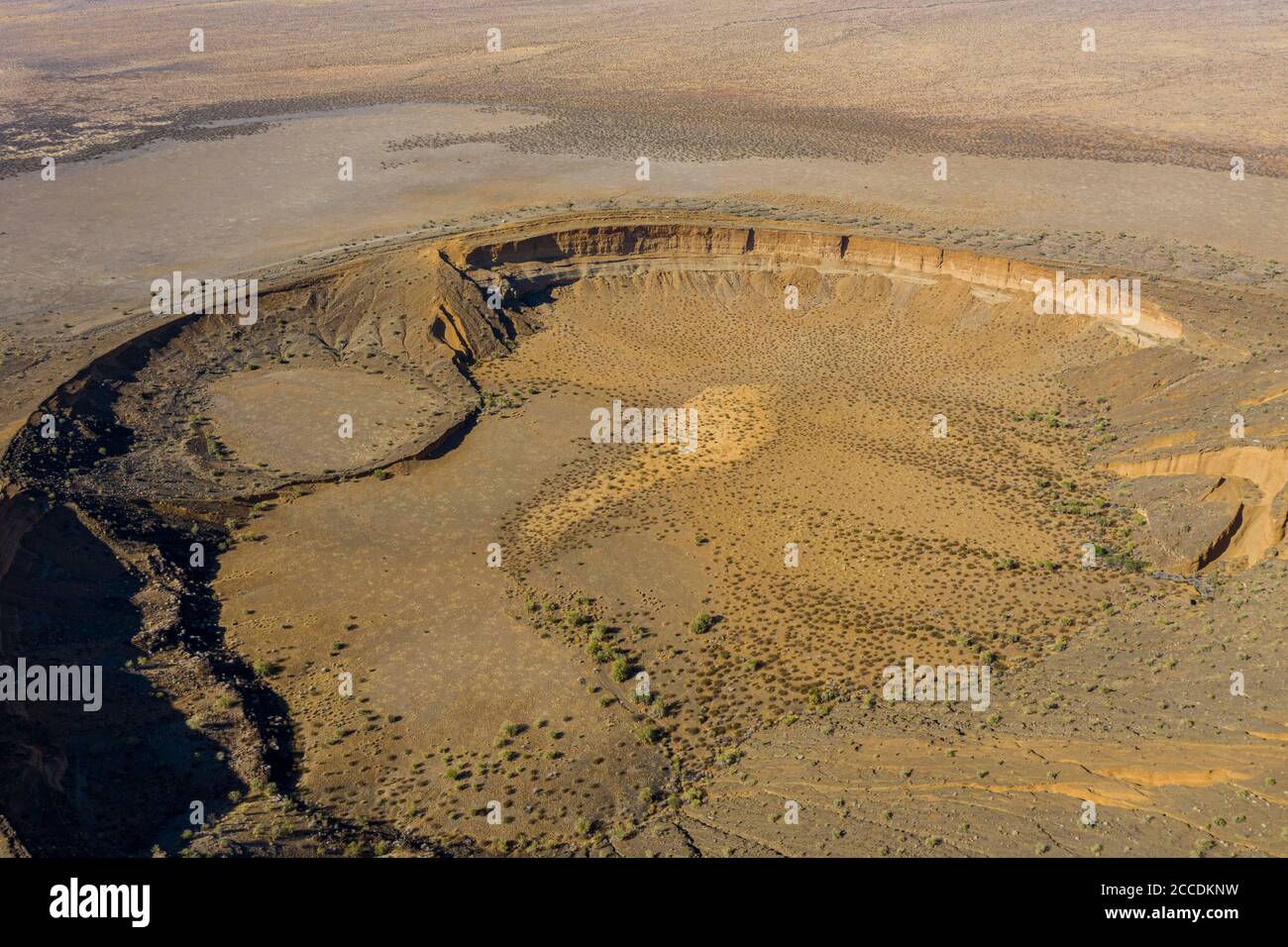 Aerial view of the maar-type volcanic crater, cater Cerro Colorado in ...