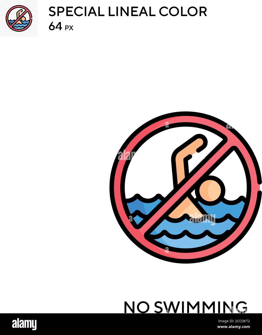 No swimming Special lineal color icon. Illustration symbol design ... No swimming Special lineal color icon. Illustration symbol design ...
