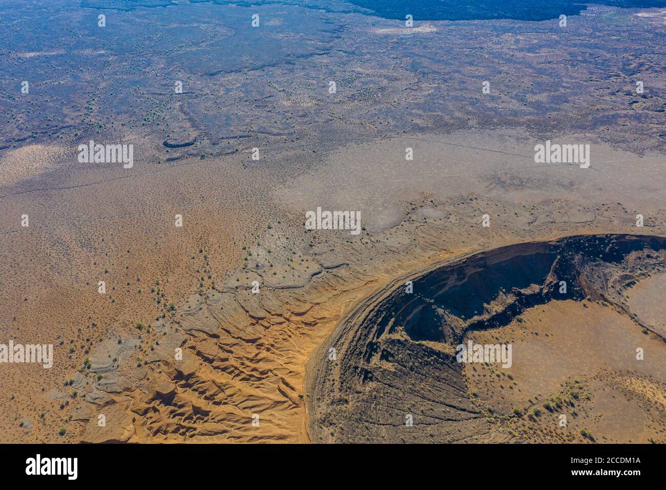 Aerial view of the maar-type volcanic crater, cater Cerro Colorado in ...