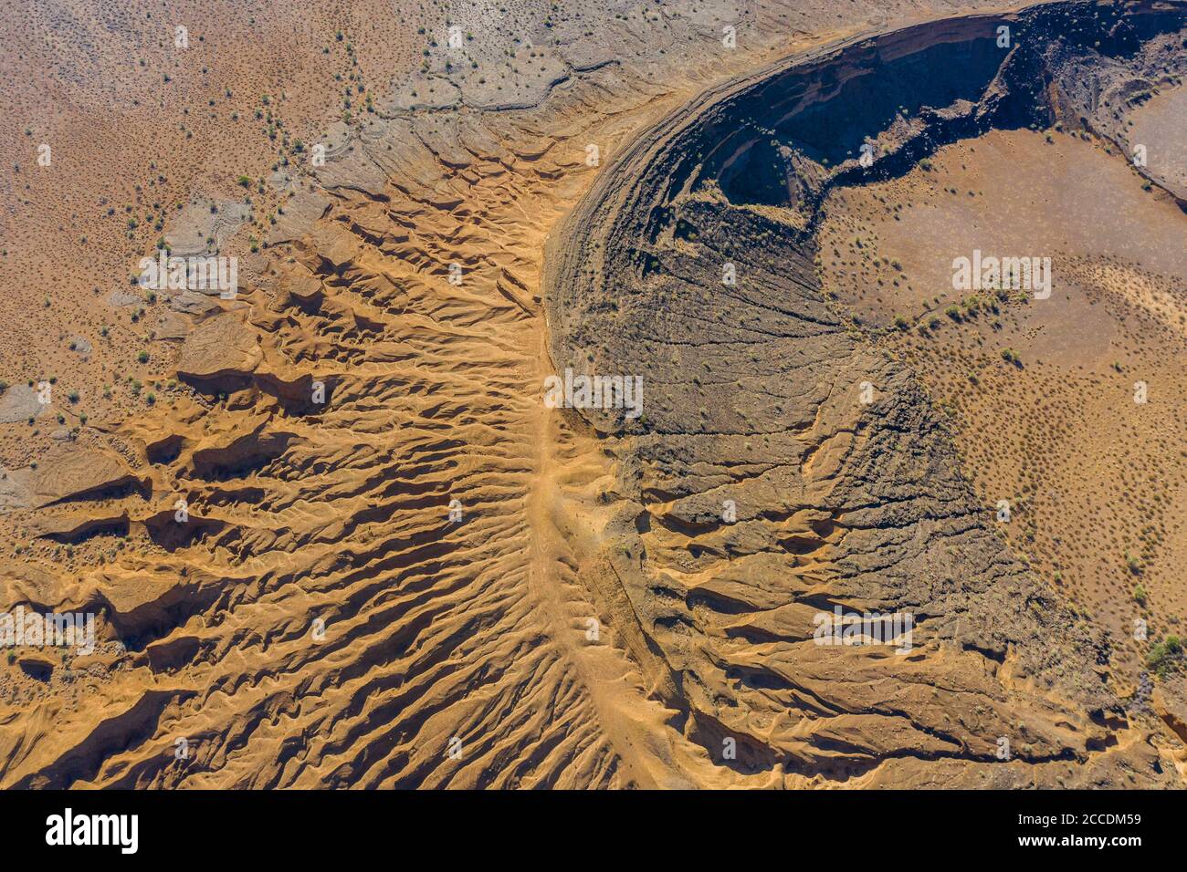 Aerial view of the maar-type volcanic crater, cater Cerro Colorado in ...
