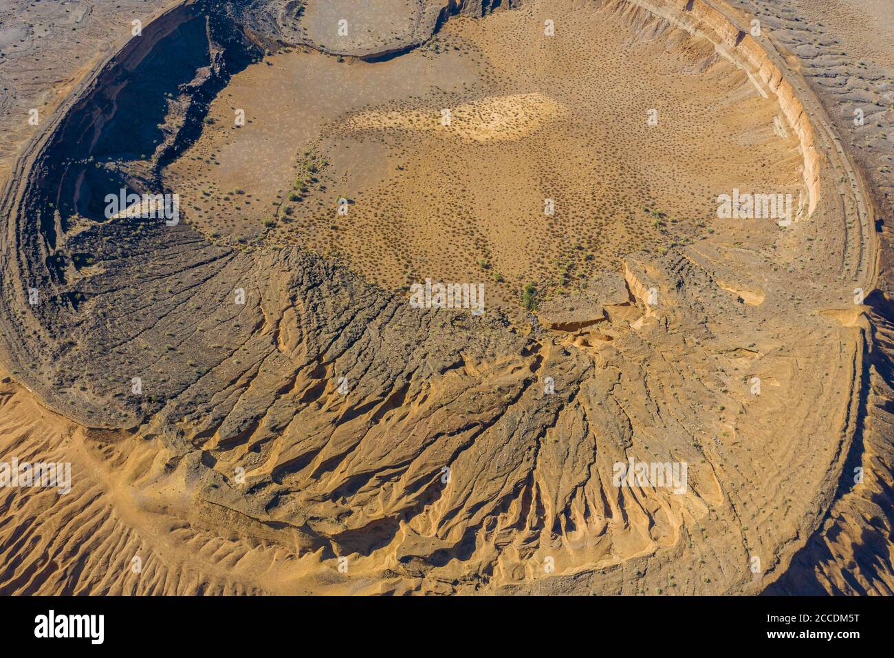 Aerial view of the maar-type volcanic crater, cater Cerro Colorado in ...