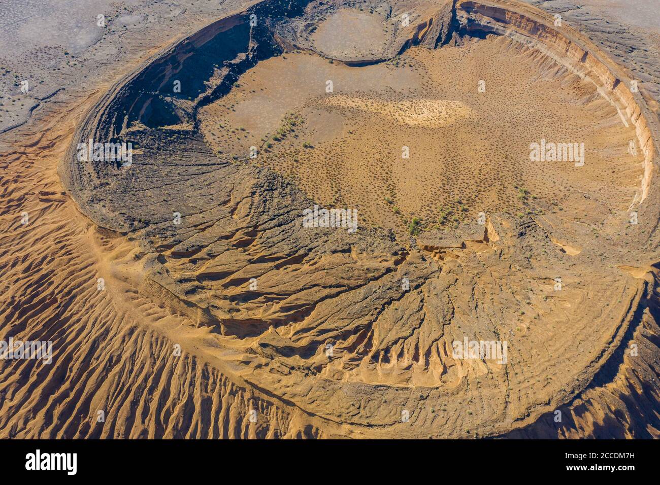 Aerial view of the maar-type volcanic crater, cater Cerro Colorado in ...