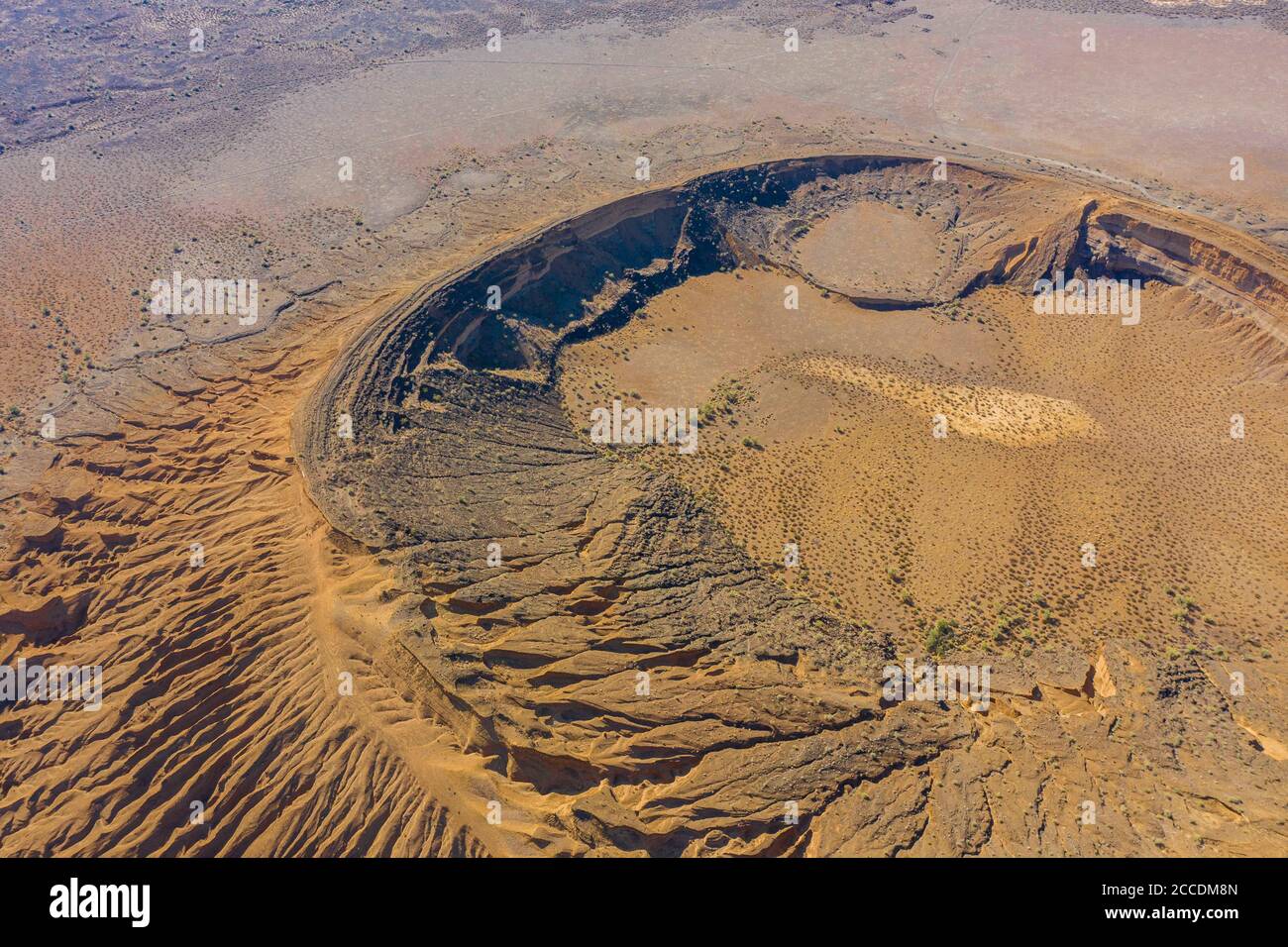 Aerial view of the maar-type volcanic crater, cater Cerro Colorado in ...