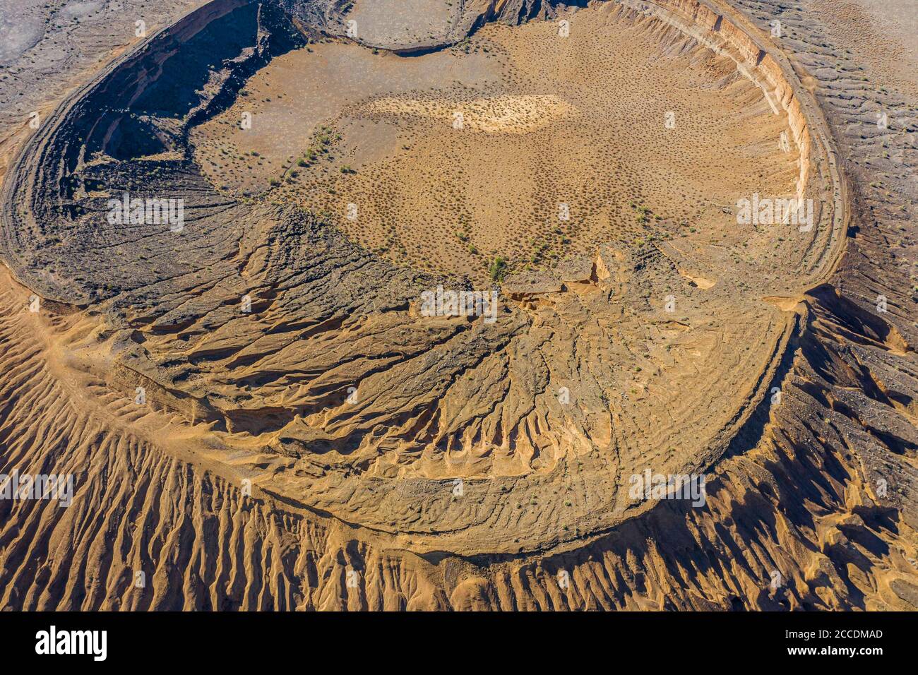 Aerial view of the maar-type volcanic crater, cater Cerro Colorado in ...
