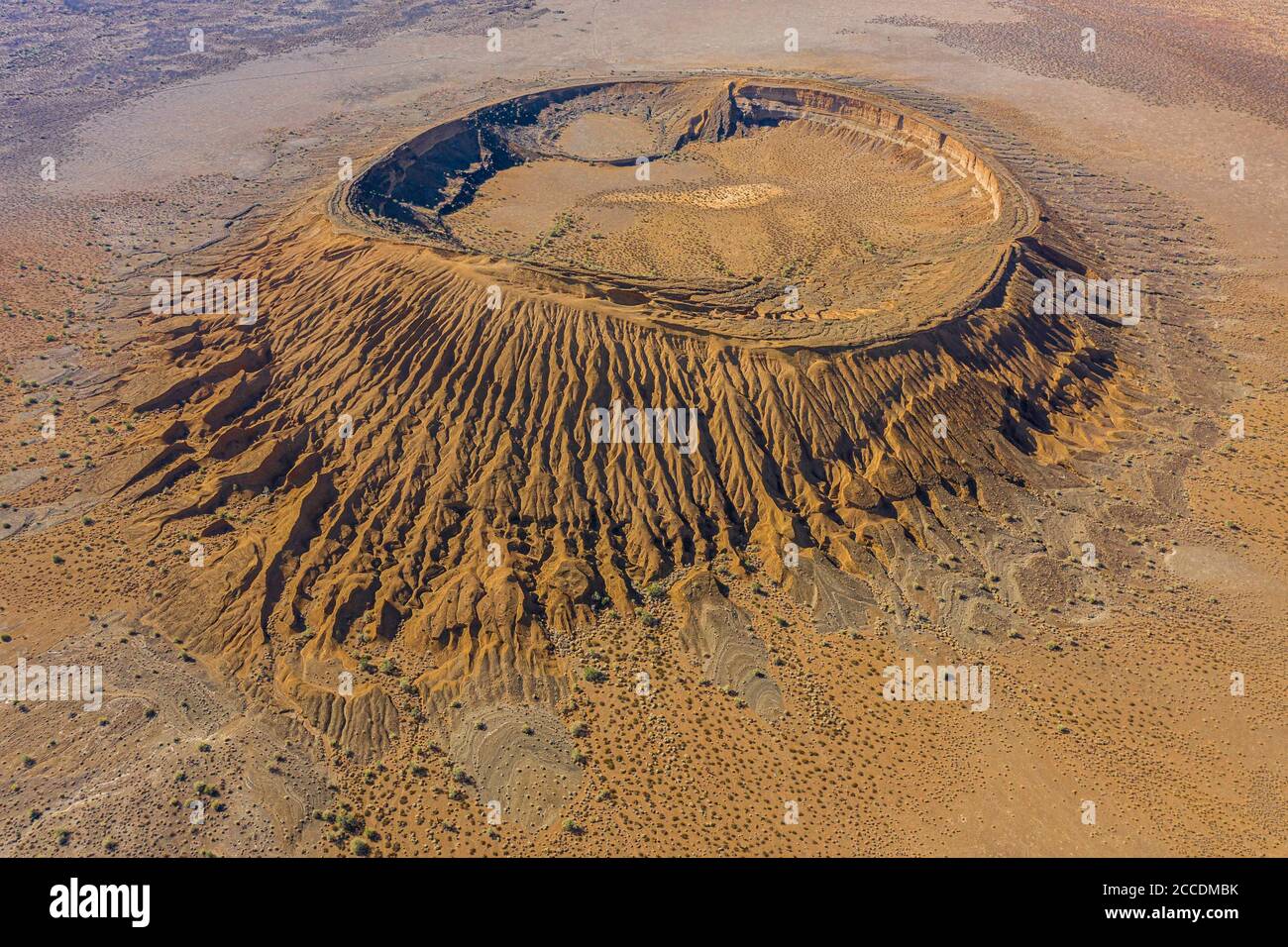 Aerial view of the maar-type volcanic crater, cater Cerro Colorado in ...