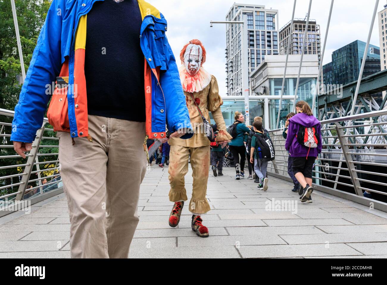 Zombie clown dressed as Pennywise from 'IT'and passers by. World Zombie ...