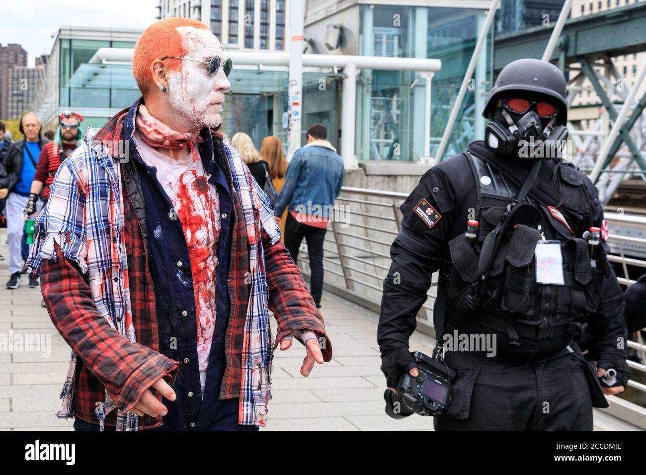 World Zombie Day Walk participants as zombies in costumes and make up ...