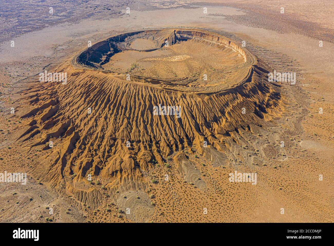 Aerial view of the maar-type volcanic crater, cater Cerro Colorado in ...