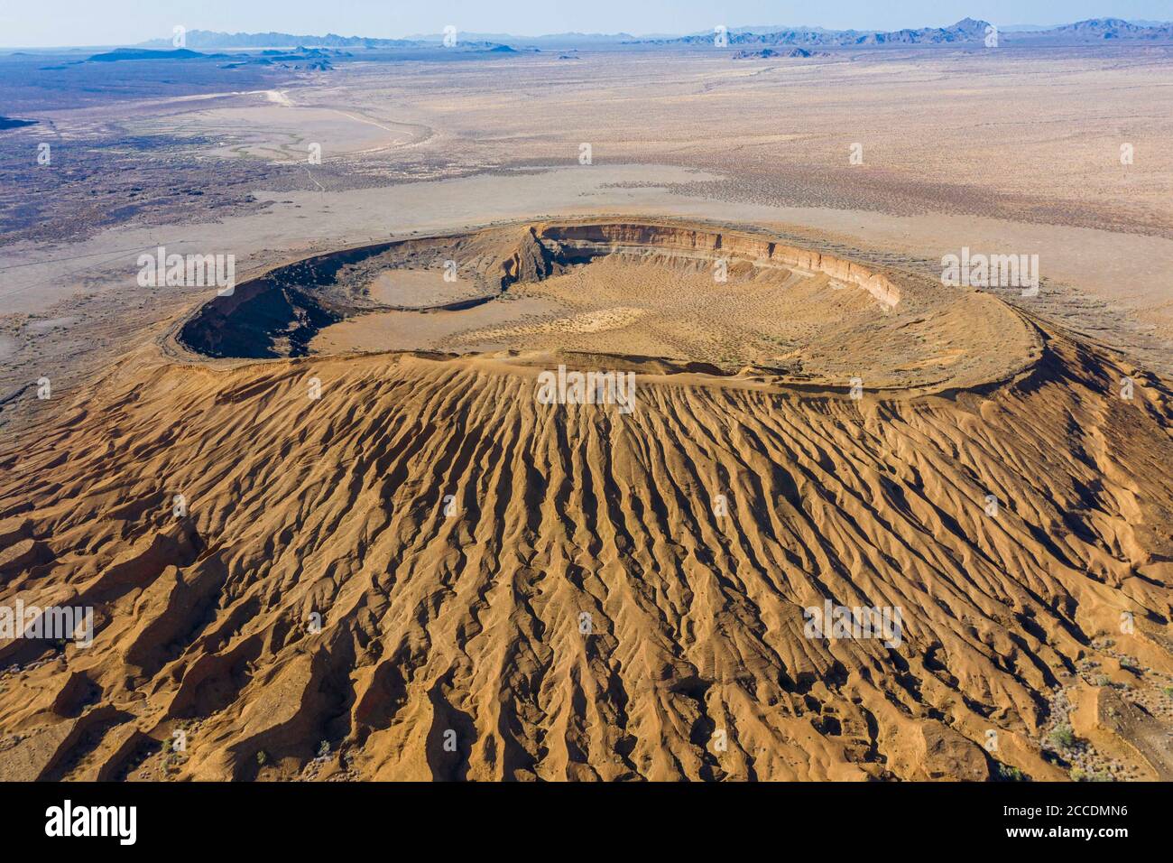 Aerial view of the maar-type volcanic crater, cater Cerro Colorado in ...