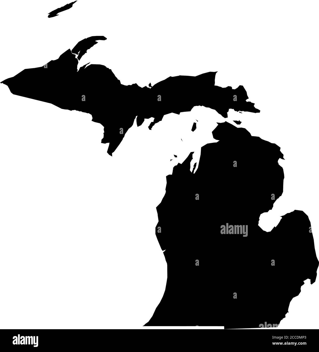 Michigan, state of USA - solid black silhouette map of country area ...