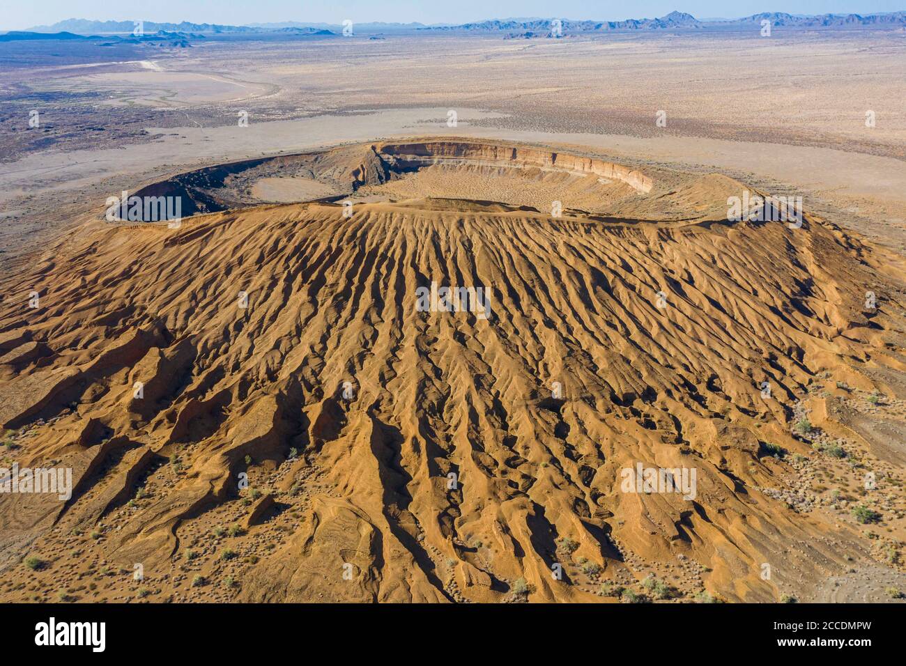 Aerial view of the maar-type volcanic crater, cater Cerro Colorado in ...