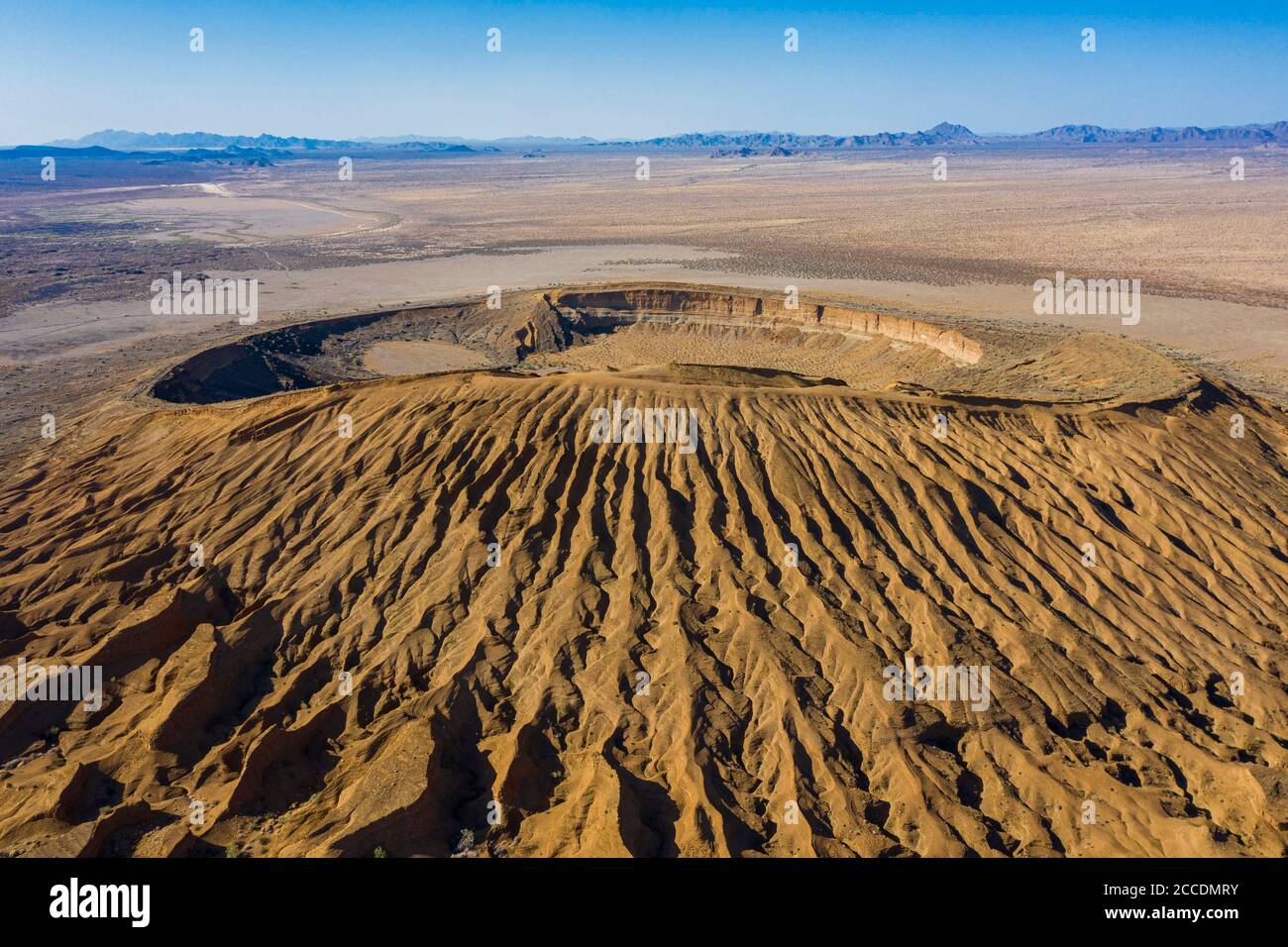 Aerial view of the maar-type volcanic crater, cater Cerro Colorado in ...