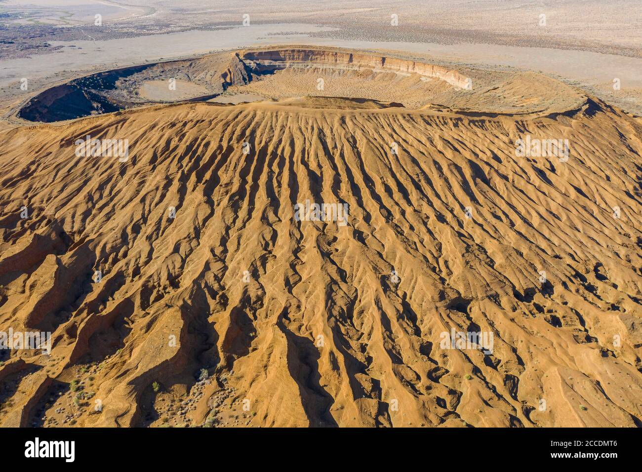 Aerial view of the maar-type volcanic crater, cater Cerro Colorado in ...
